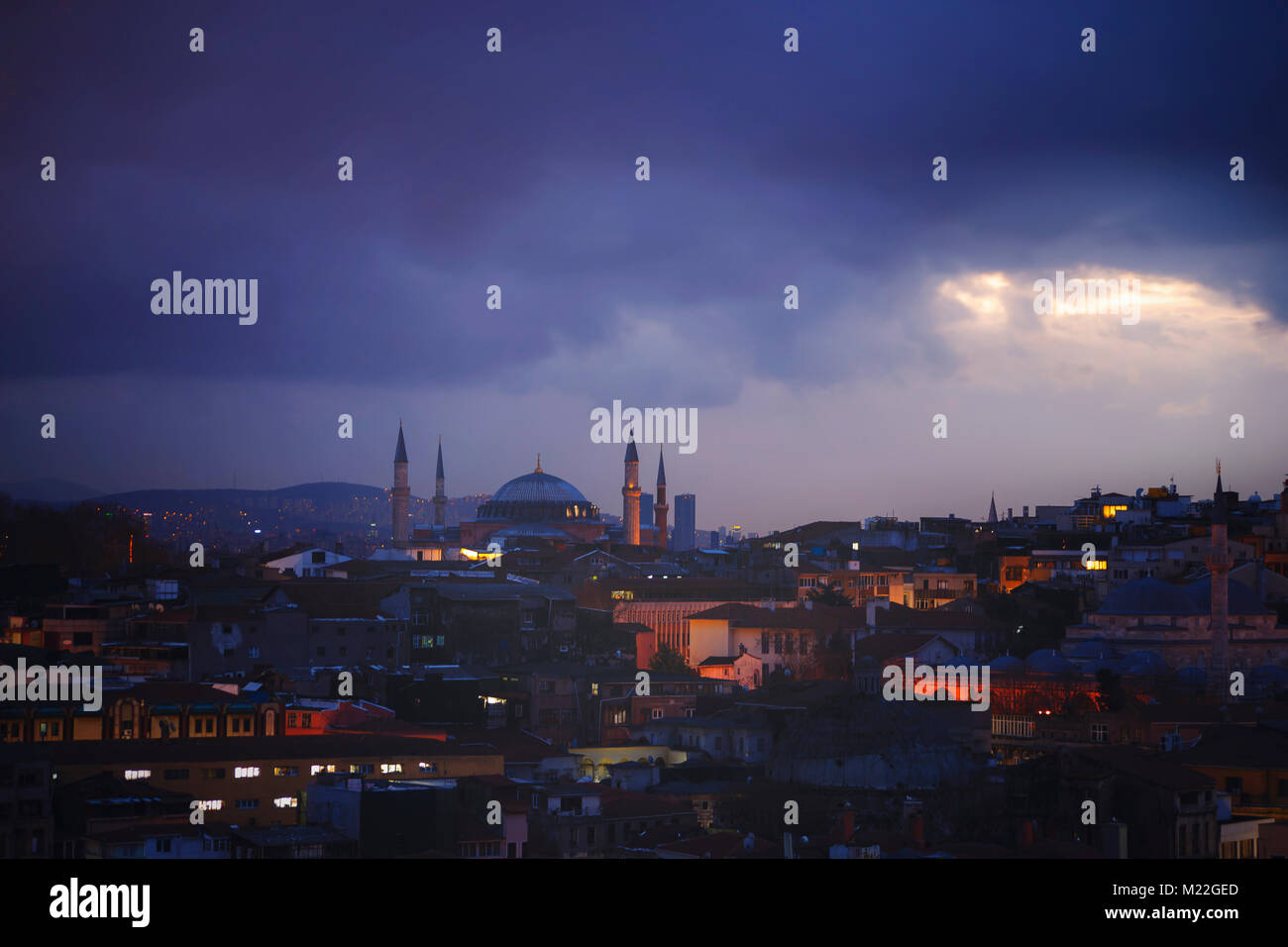 Istanbul view from top of the roof that placed inner city during very ...