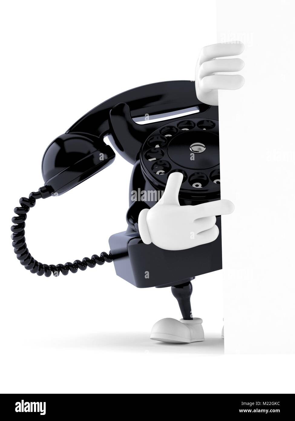 Telephone character isolated on white background Stock Photo - Alamy