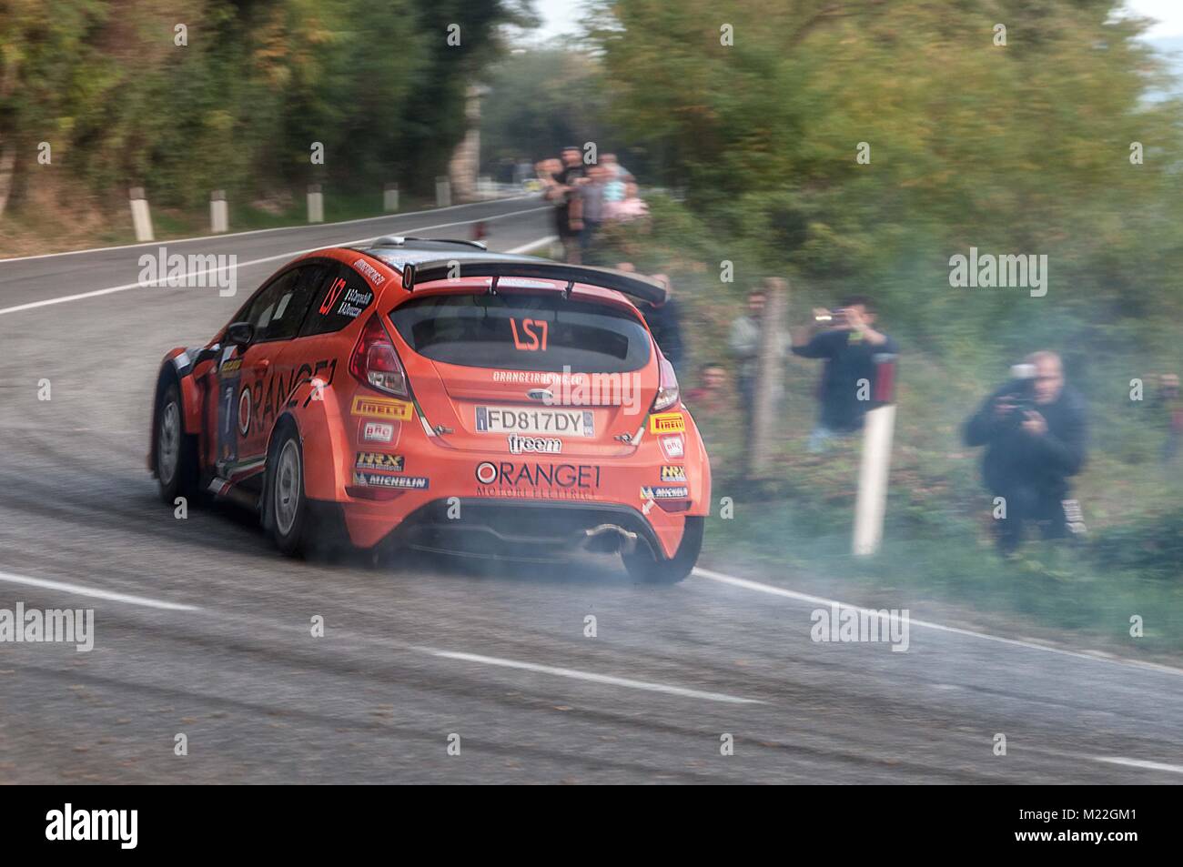 FORD FIESTA R5 orange old racing car rally in old racing car rally THE ...
