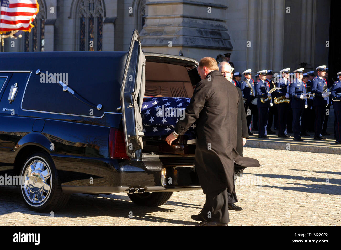 The casket carrying the body of President Gerald R. Ford is prepared ...