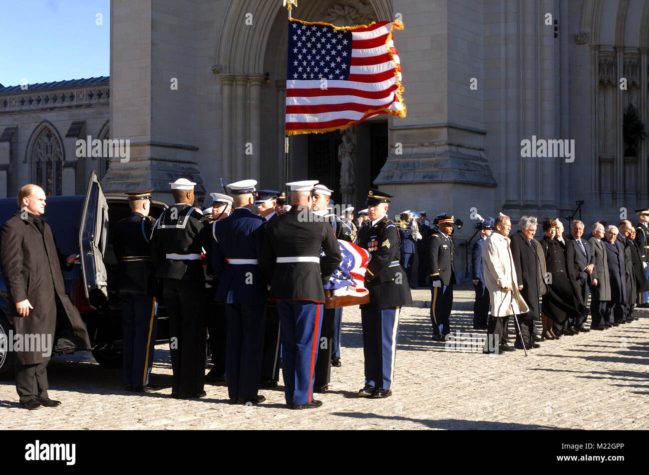The casket carrying the body of President Gerald R. Ford is prepared ...