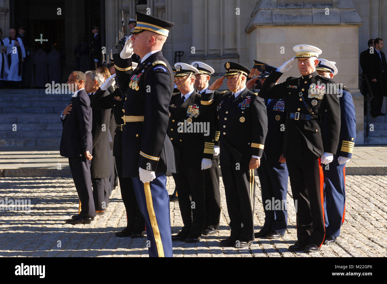 The official party salutes the casket of President Gerald R. Ford at a ...
