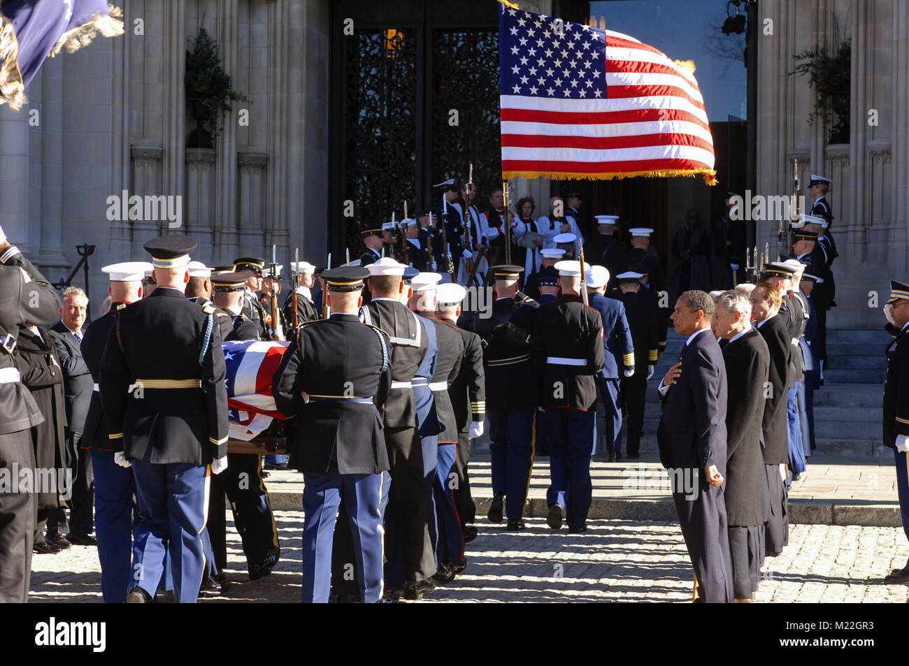 The casket holding the body of President Gerald R. Ford is carried by ...