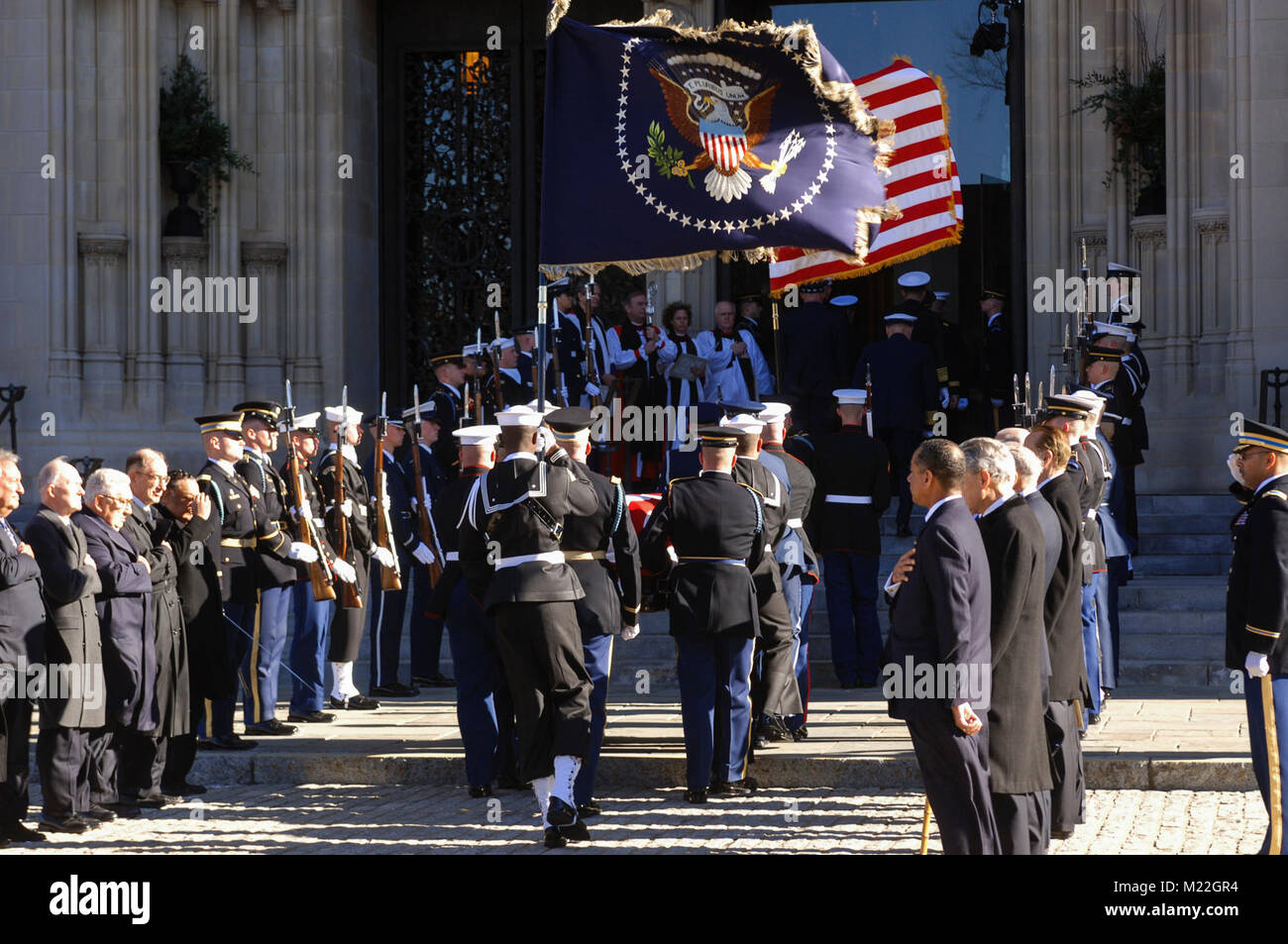 The casket holding the body of President Gerald R. Ford is carried by ...