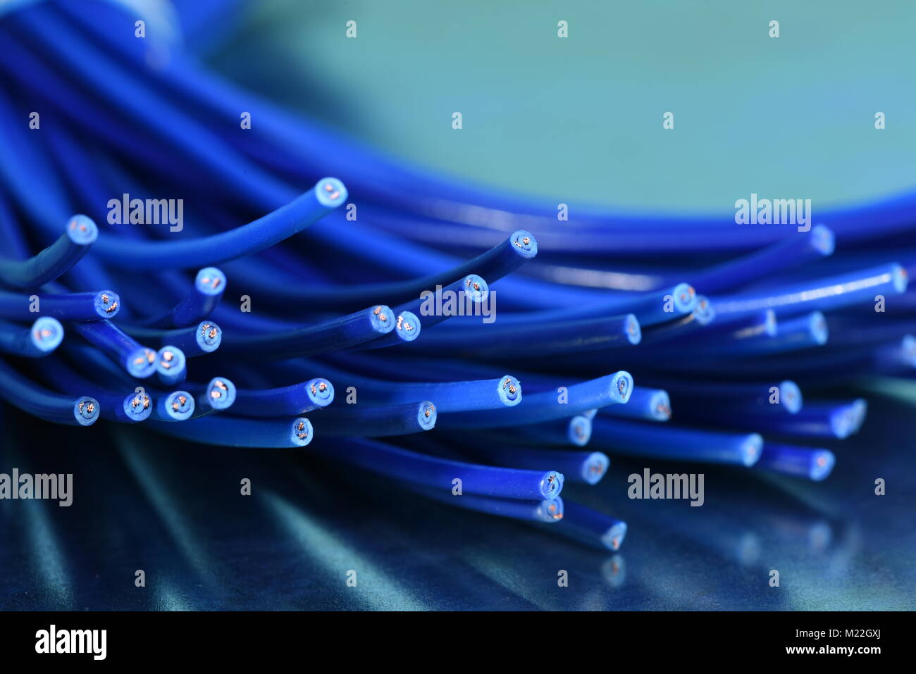 Electrical cables on metal board with reflection closeup Stock Photo ...