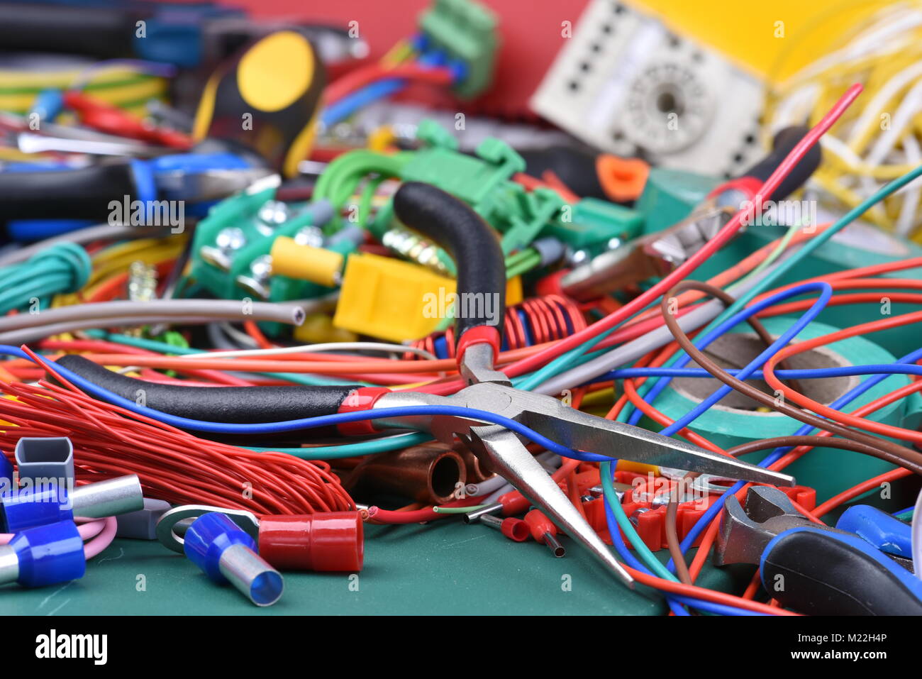 Tools and component used in electrical installations Stock Photo - Alamy