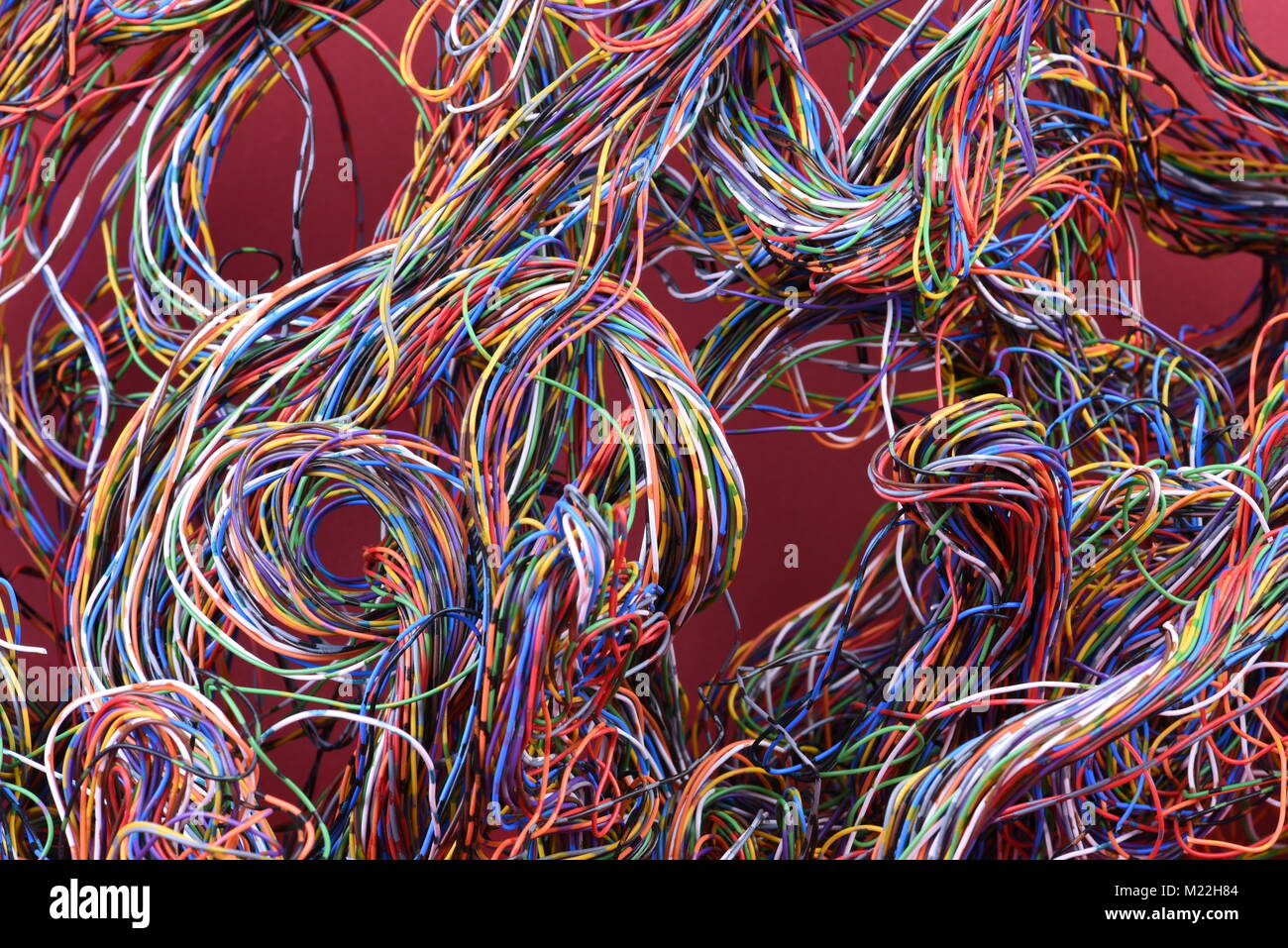 Colored telecommunication cables and wires Stock Photo - Alamy