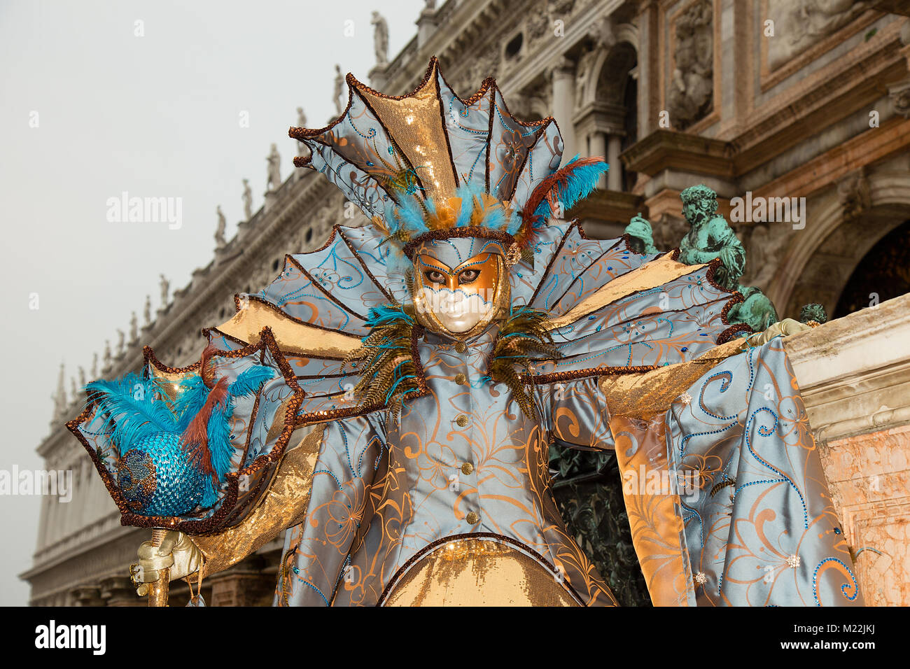 Venice Carnival - Female Venetian Mask in colorful and elegant costume ...