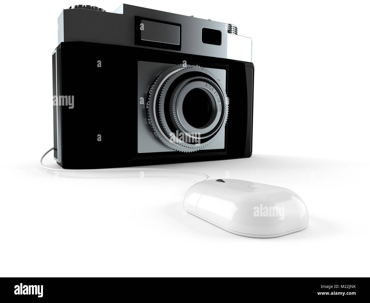 Camera with computer mouse isolated on white background Stock Photo - Alamy