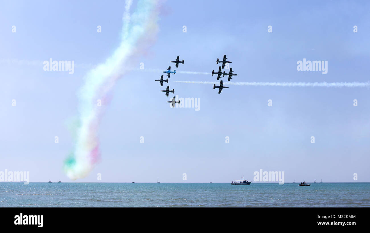 Airshow of Frecce Tricolori - Italian acrobatic aircraft team ...