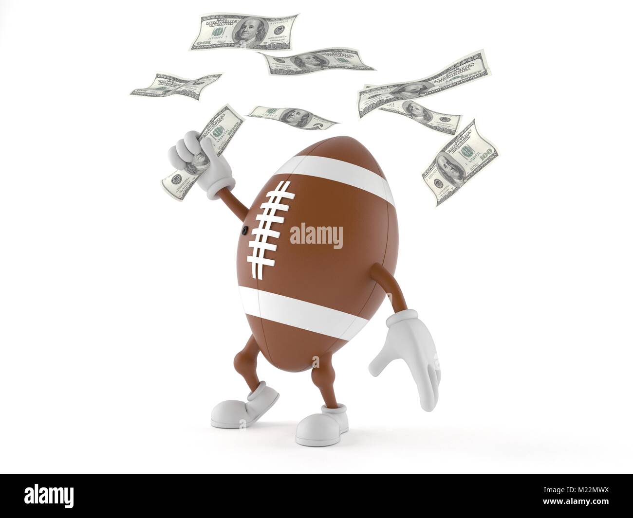 Rugby character catching money on white background Stock Photo - Alamy