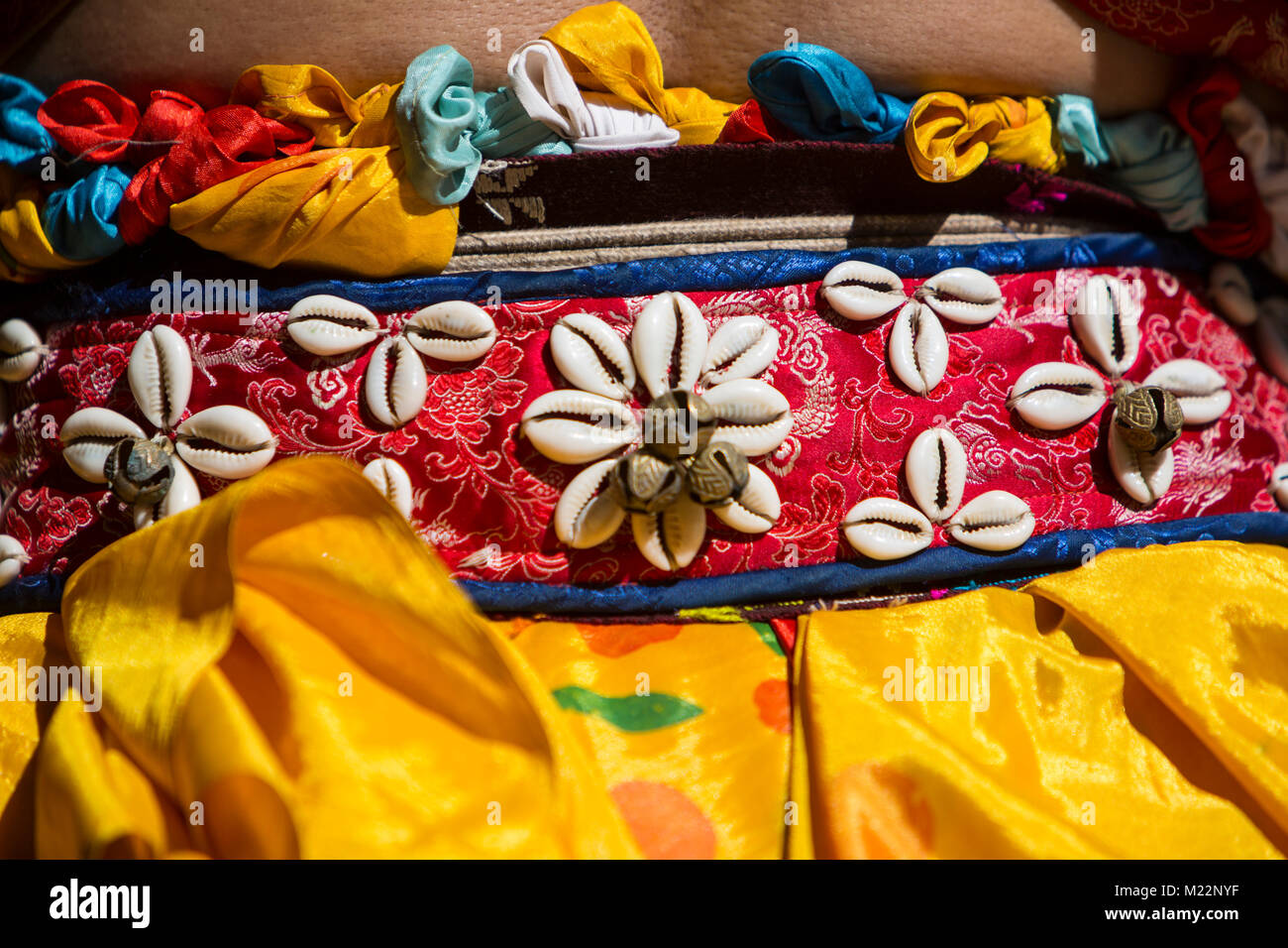 Prakhar Lhakhang, Bumthang, Bhutan. Cowrie Shells Decorate a Waistband ...