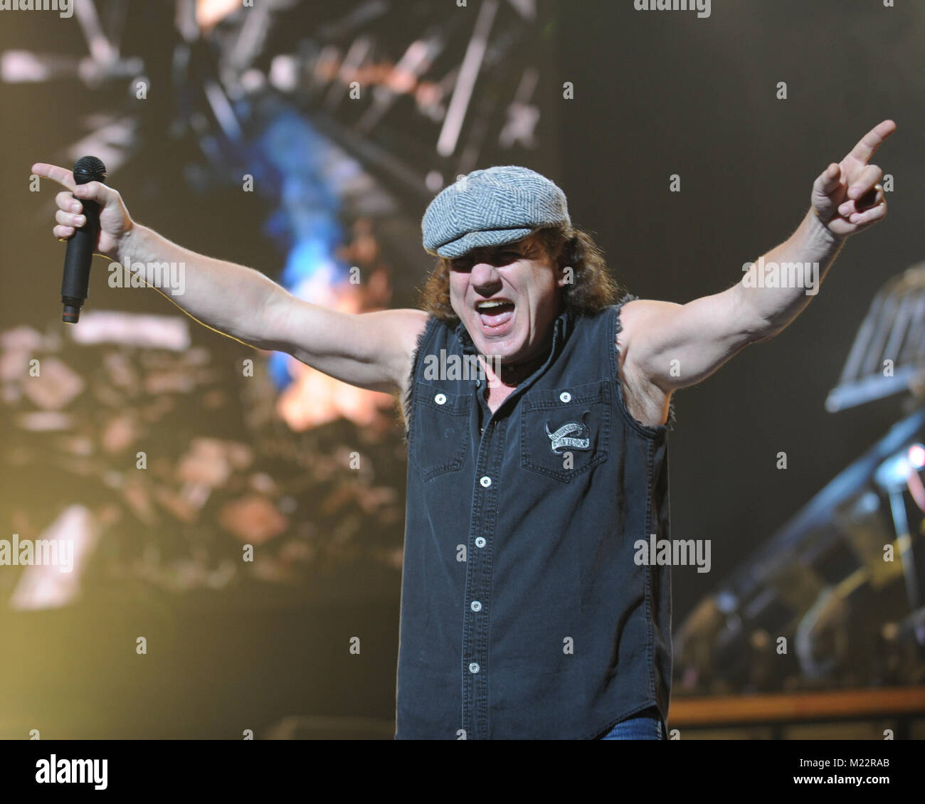 SUNRISE, FL - DECEMBER 20: Brian Johnson of AC/DC perform at the Bank ...
