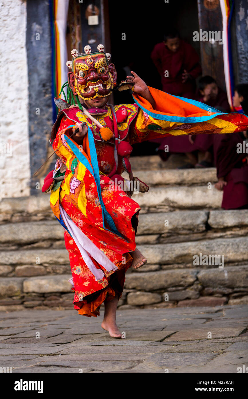 Prakhar Lhakhang, Bumthang, Bhutan. Buddhist Monk with Sword Wearing ...