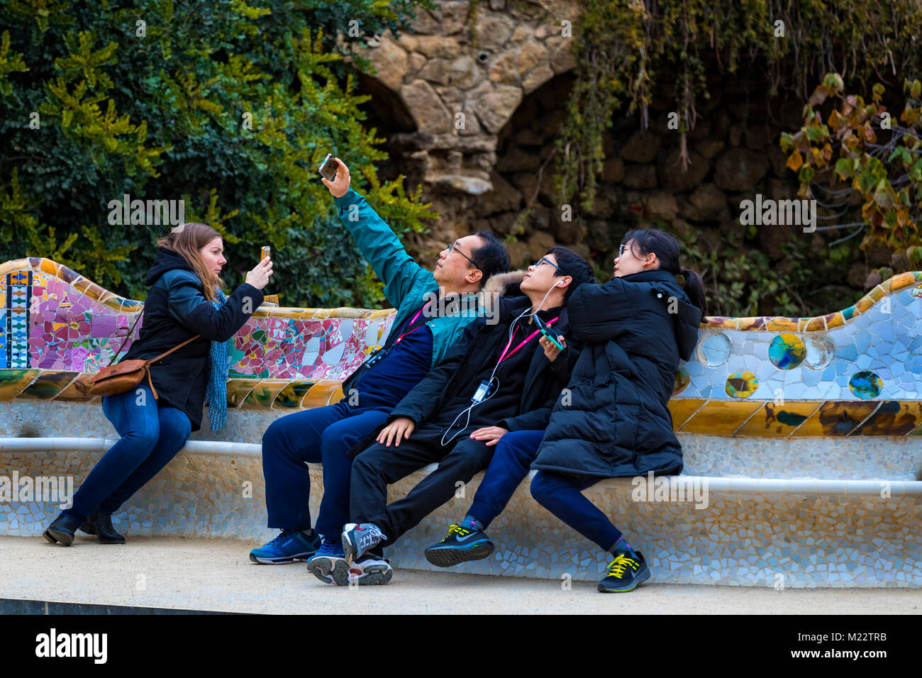 BARCELONA, SPAIN - 13 JANUARY 2018: Visitors are tourists and residents ...