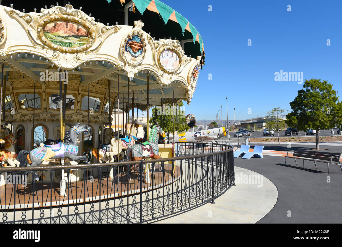 IRVINE, CA - JANUARY 31, 2018: Great Park Carousel closeup. Vintage ...