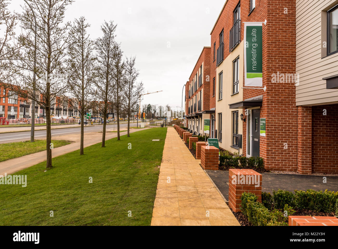Marketing Suite Showroom Sign on New Build Development Estate Stock ...