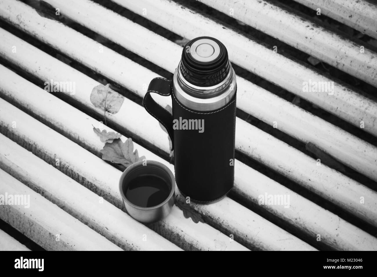 Autumn leaves on desk Black and White Stock Photos & Images - Alamy