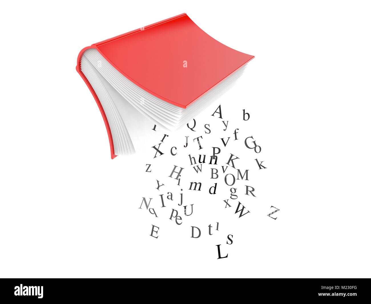 Book with letters isolated on white background Stock Photo - Alamy