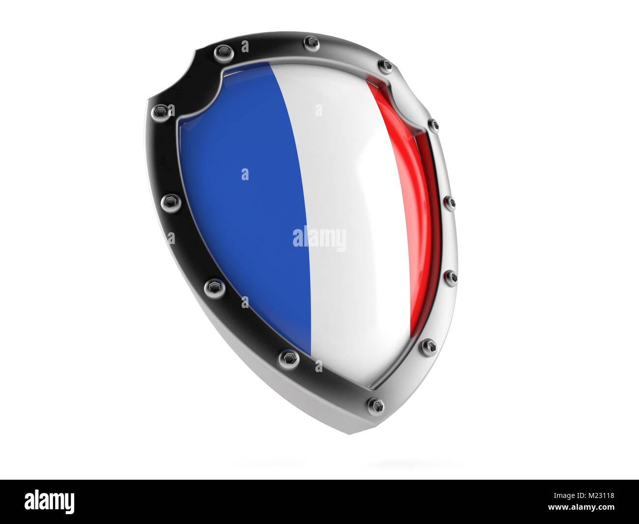 Shield with france flag isolated on white background Stock Photo - Alamy