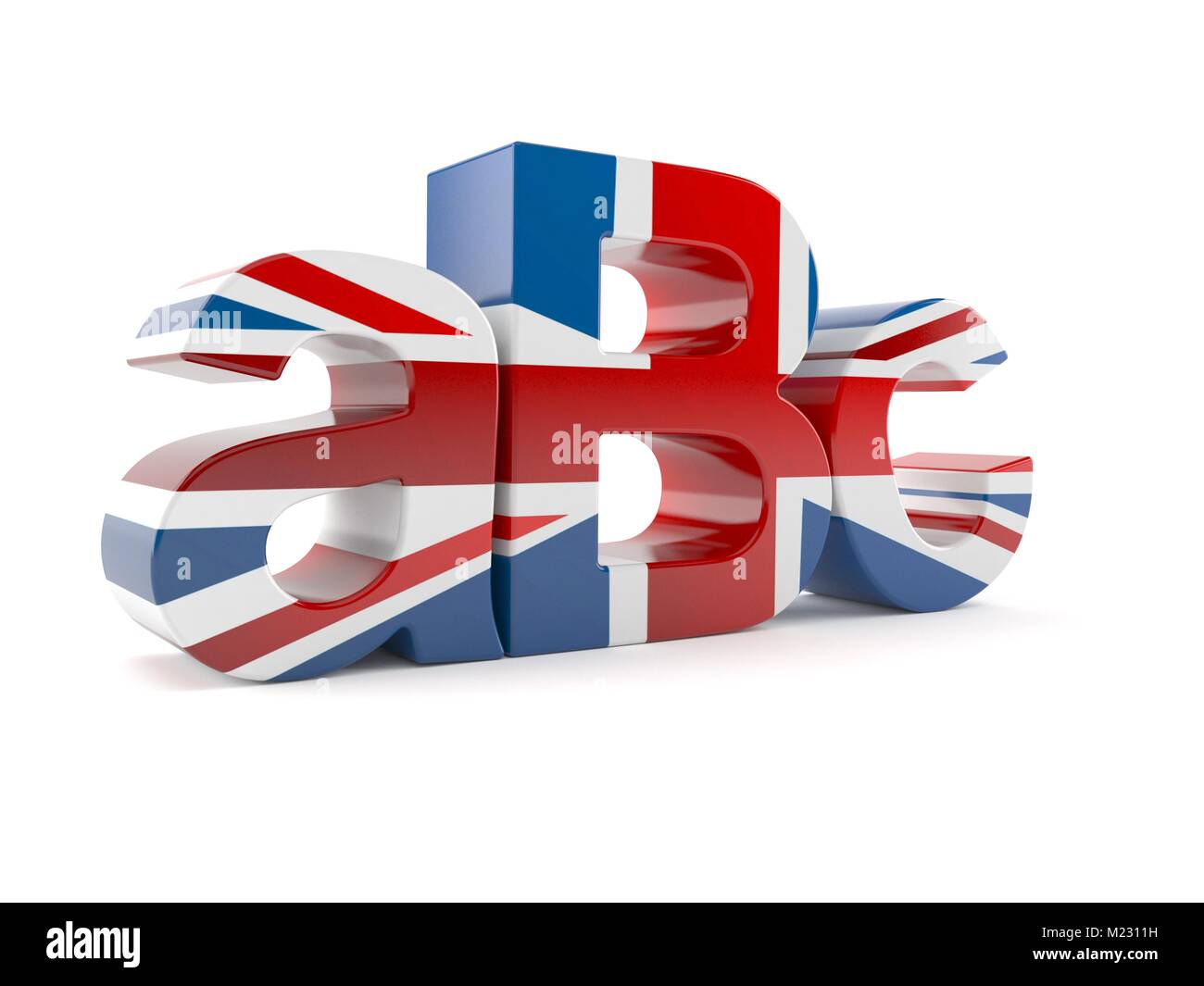 ABC letters in UK flag isolated on white background Stock Photo - Alamy