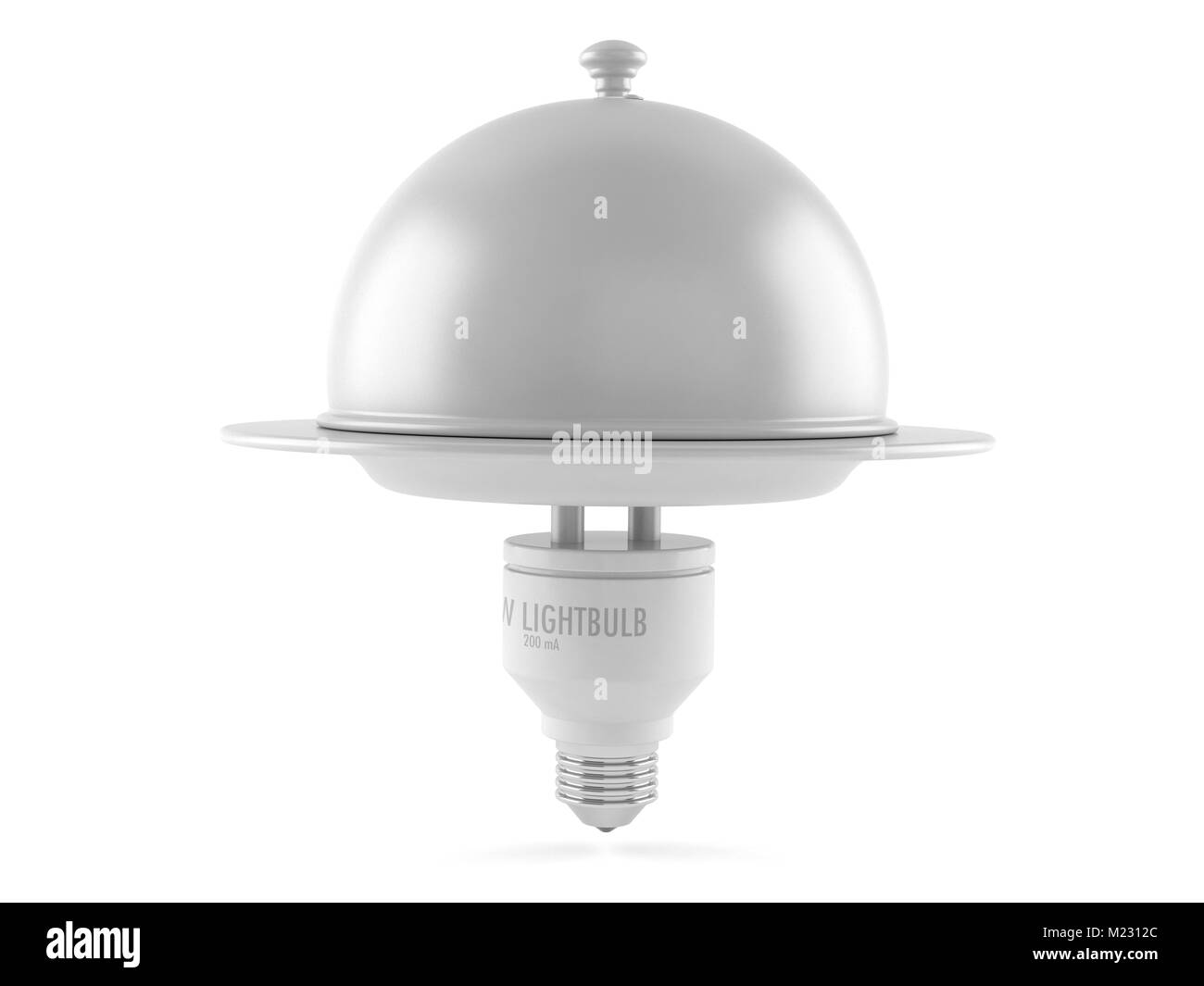 Light bulb with catering dome isolated on white background Stock Photo ...