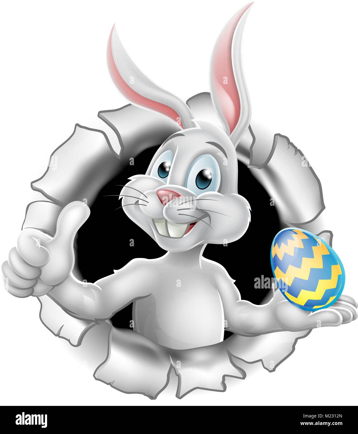 Easter Bunny Rabbit Thumbs Up Holding Egg Stock Vector Image & Art - Alamy