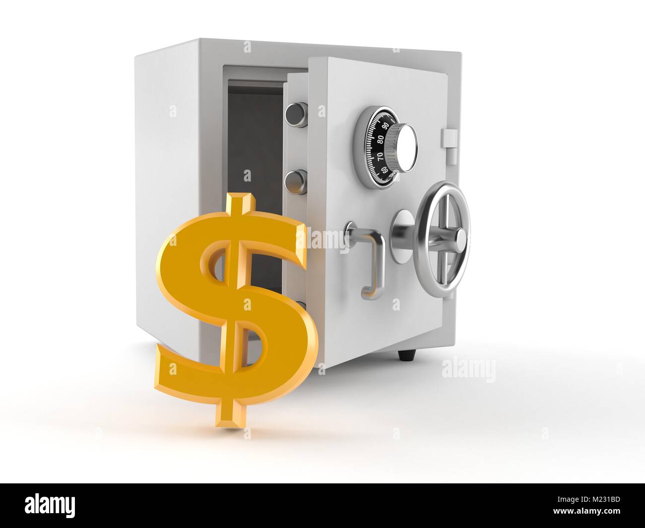 Safe with dollar symbol isolated on white background Stock Photo - Alamy