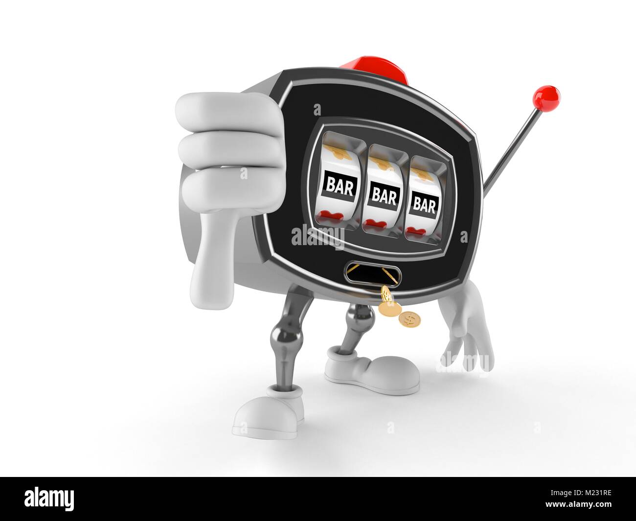 Slot machine character isolated on white background Stock Photo - Alamy