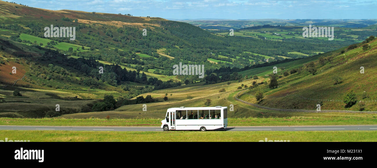 Brecon Beacons National Park unmarked single decker white bus on A470 ...