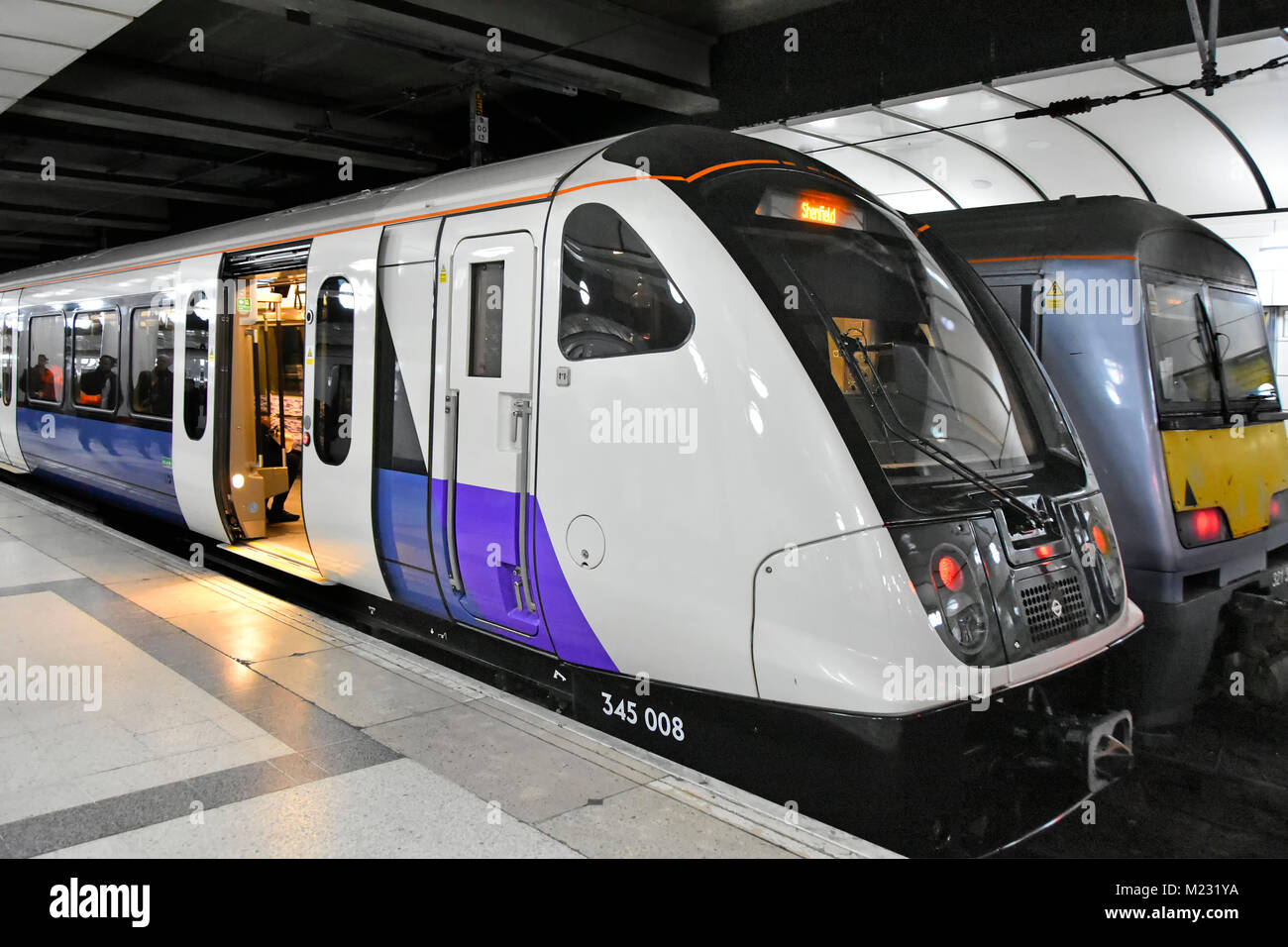 Crossrail train London Liverpool Street train station platform all ...