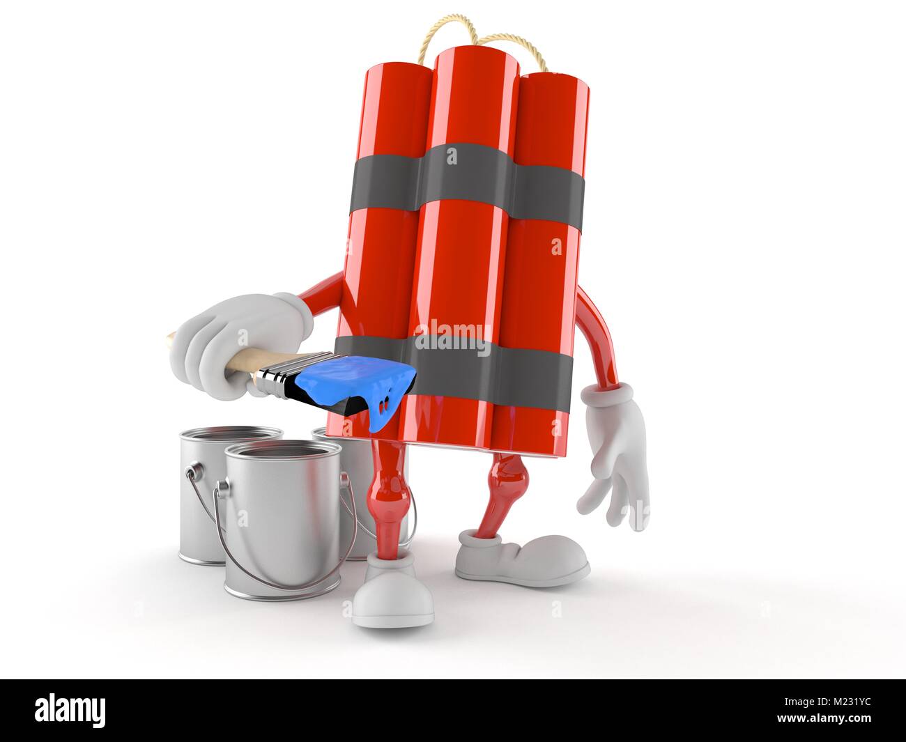 Dynamite character with paint isolated on white background Stock Photo ...