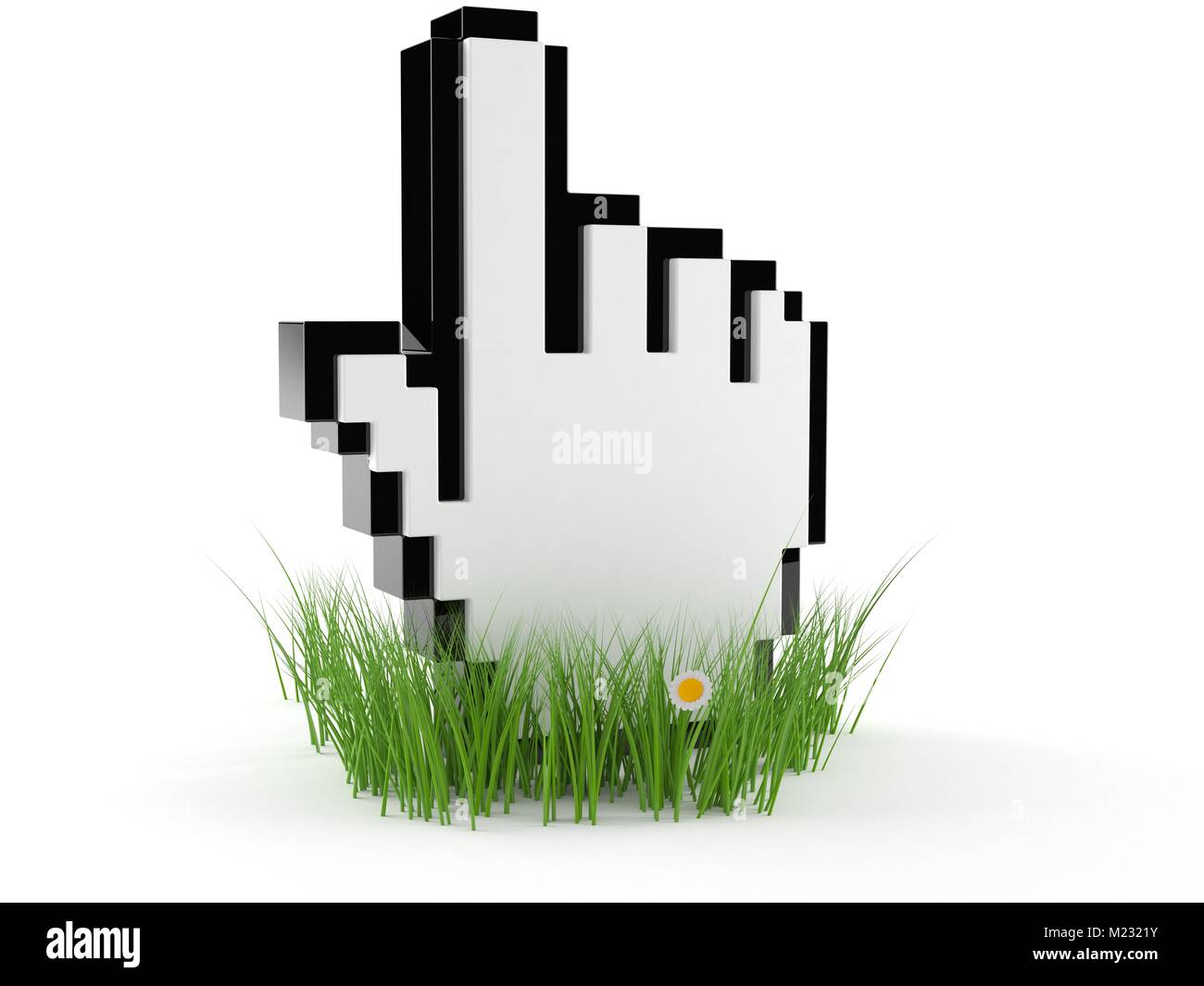Internet cursor with grass isolated on white background Stock Photo - Alamy