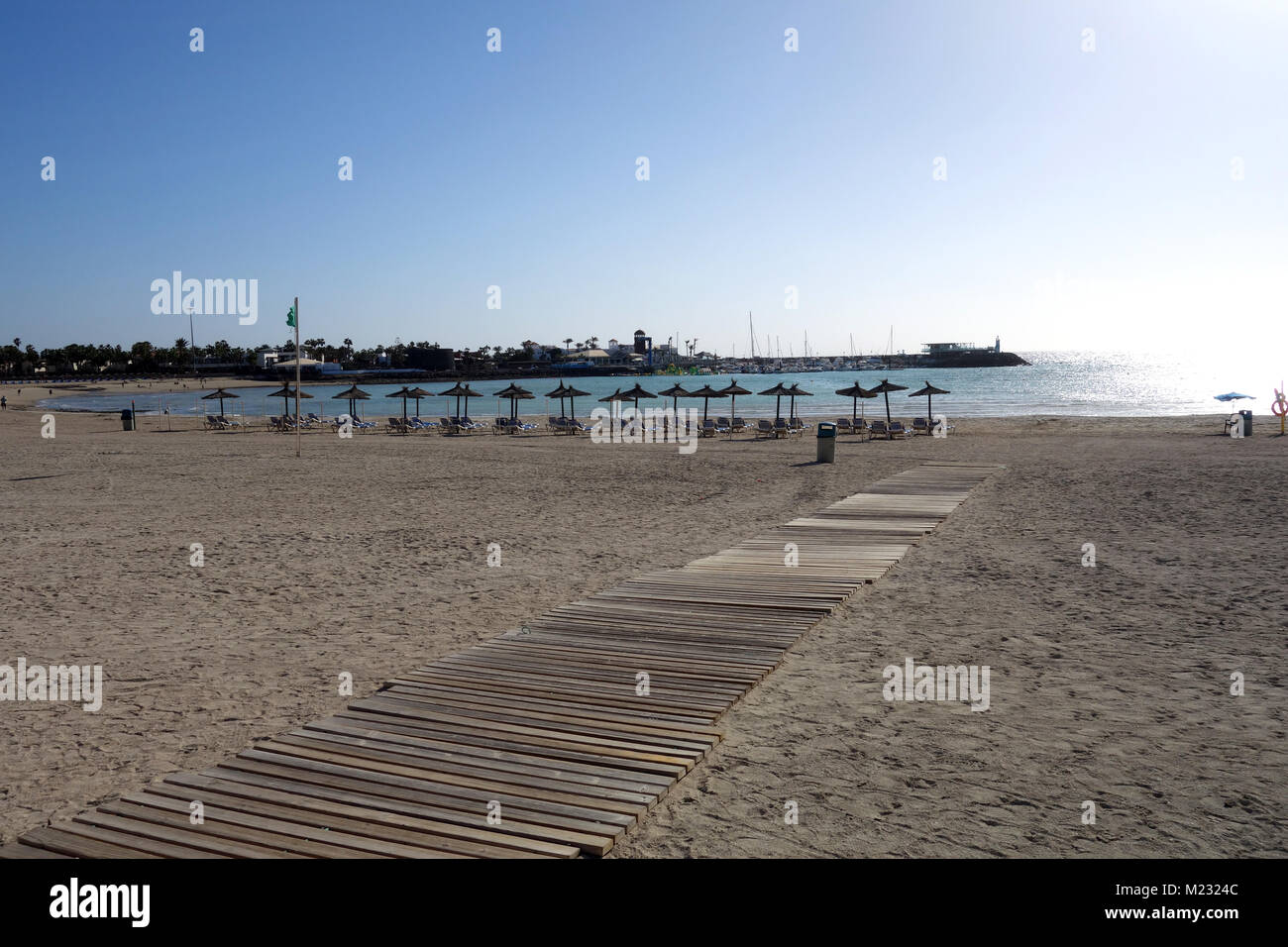 The Beach and Marina at Dawn in Costa Caleta de Fuste, Fuerteventura ...