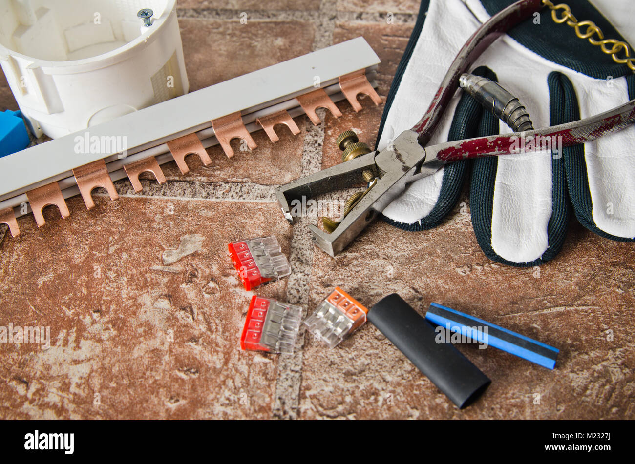 Tools for electrical installation, close-up Stock Photo - Alamy