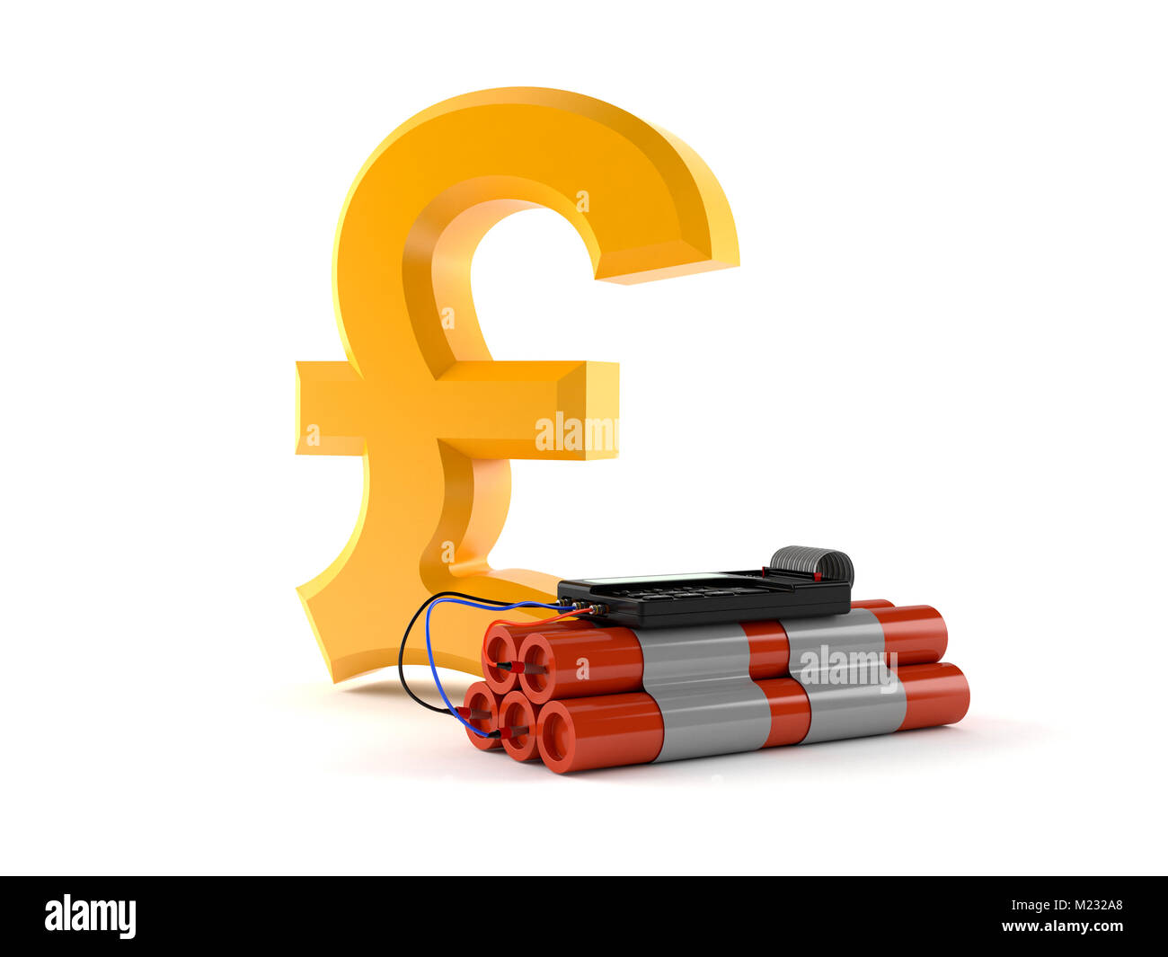 Pound symbol with bomb isolated on white background Stock Photo - Alamy