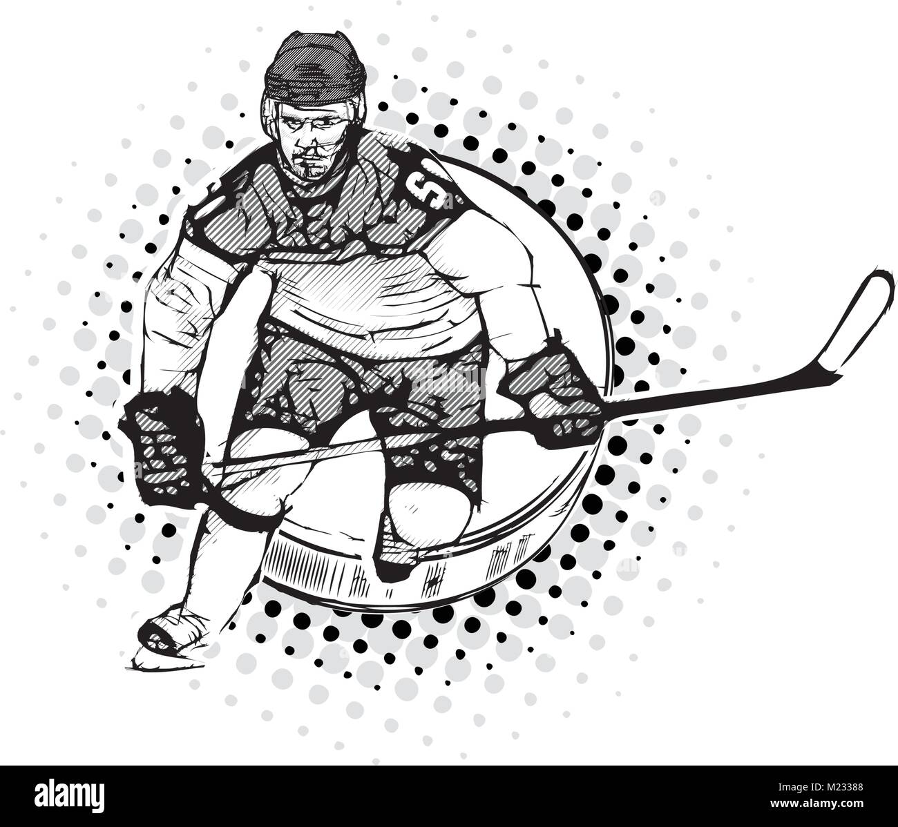 ice hockey player vector illustration on the puck illustration Stock ...