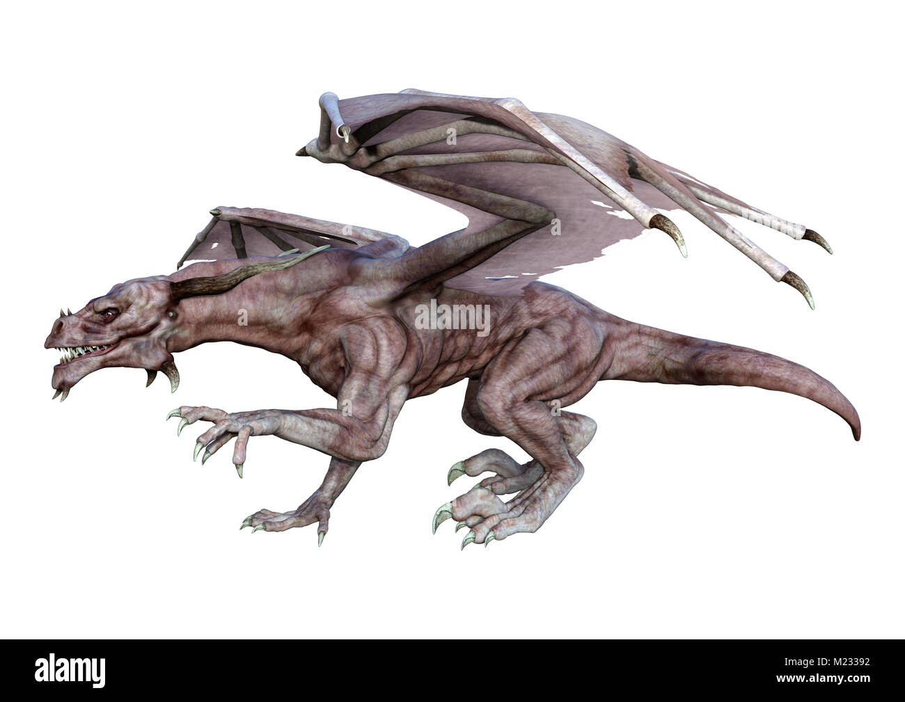 3D rendering of a fantasy vampire dragon isolated on white background ...