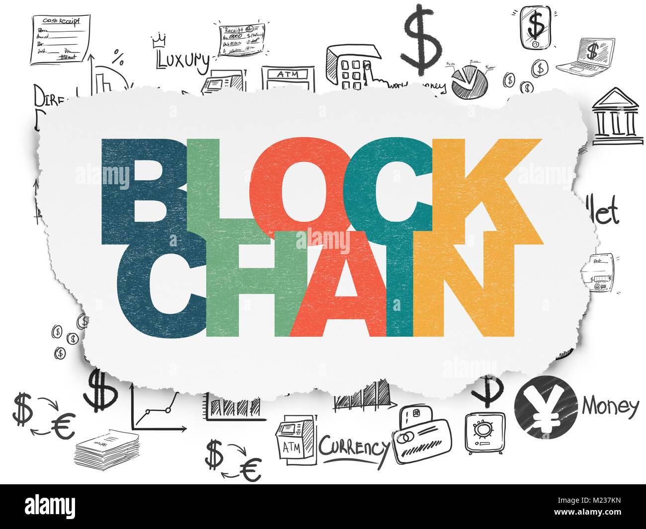 Money concept: Blockchain on Torn Paper background Stock Photo - Alamy