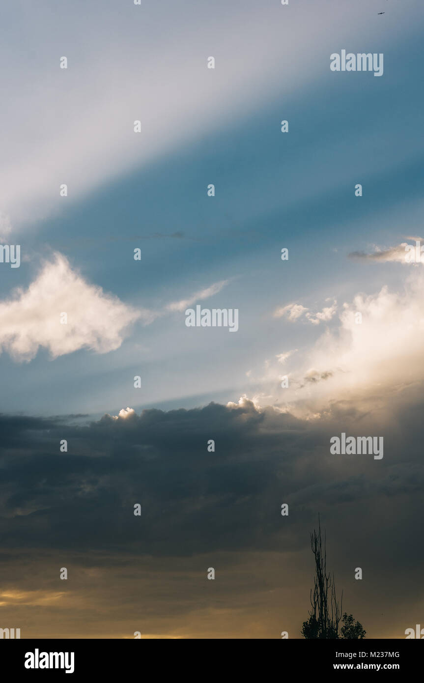 Landscape with dramatic light - beautiful golden sunset with saturated ...