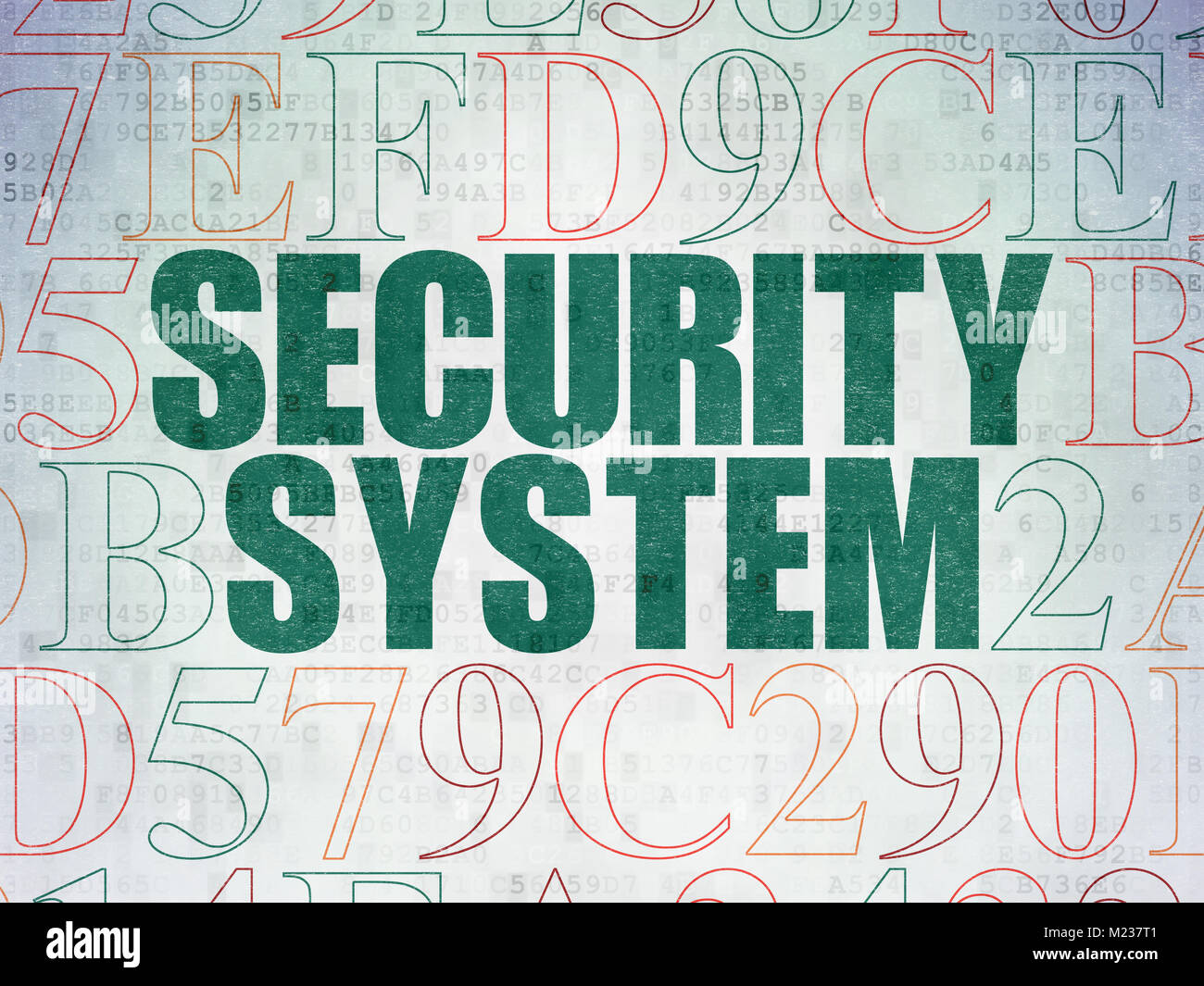 Protection concept: Security System on Digital Data Paper background ...