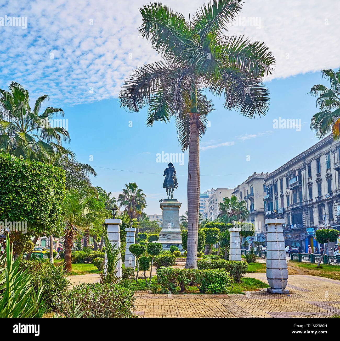 ALEXANDRIA, EGYPT - DECEMBER 17, 2017: The statue of Muhammad Ali Pasha ...