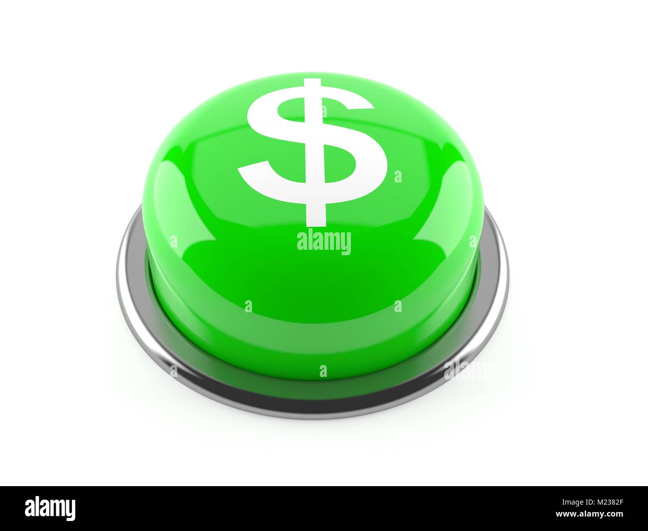 Push button with dollar symbol isolated on white background Stock Photo ...