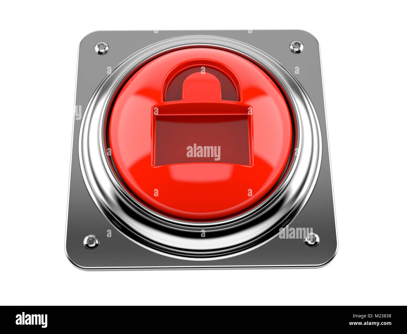 Push button with padlock logo isolated on white background Stock Photo ...