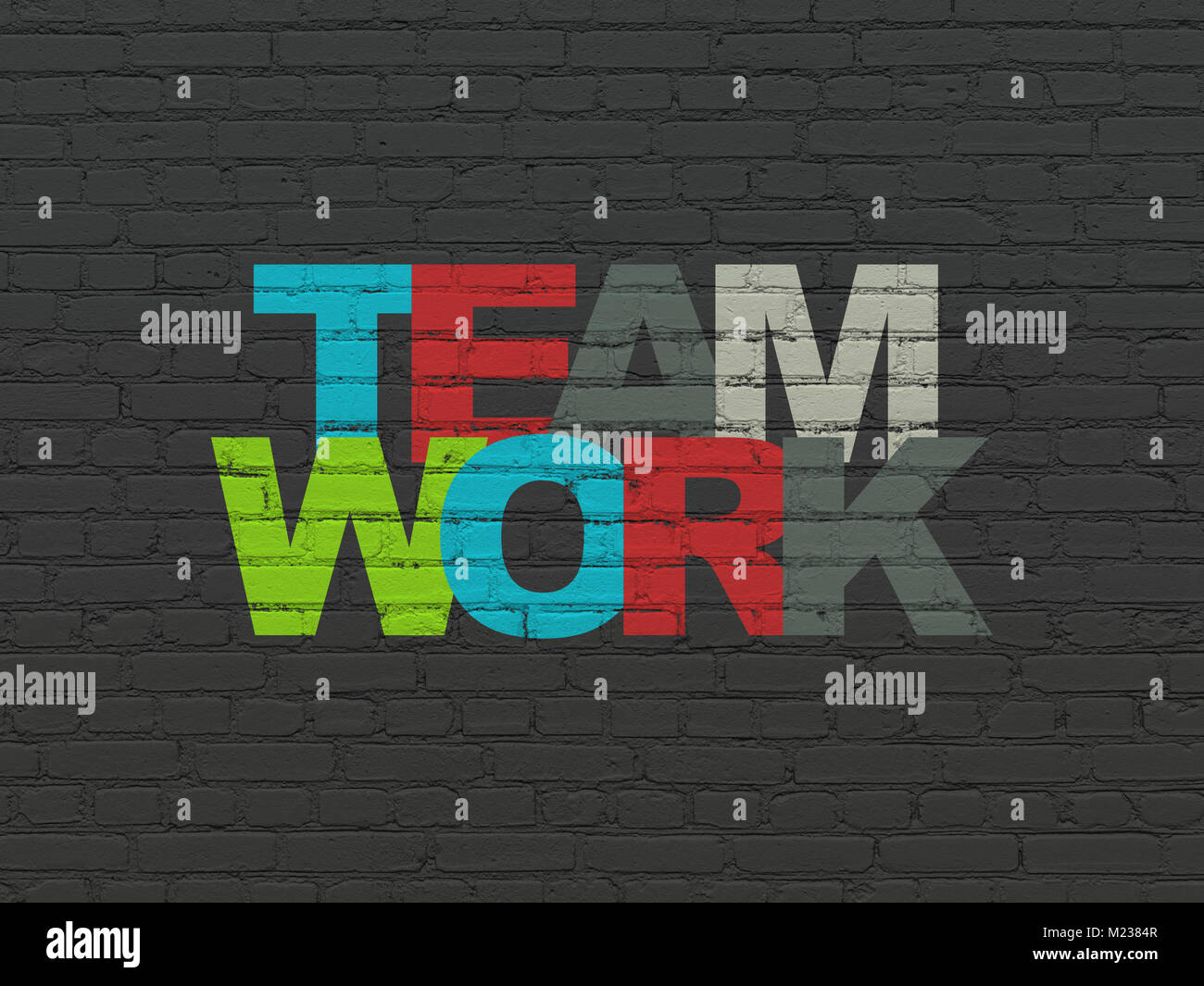 Business concept: Teamwork on wall background Stock Photo - Alamy