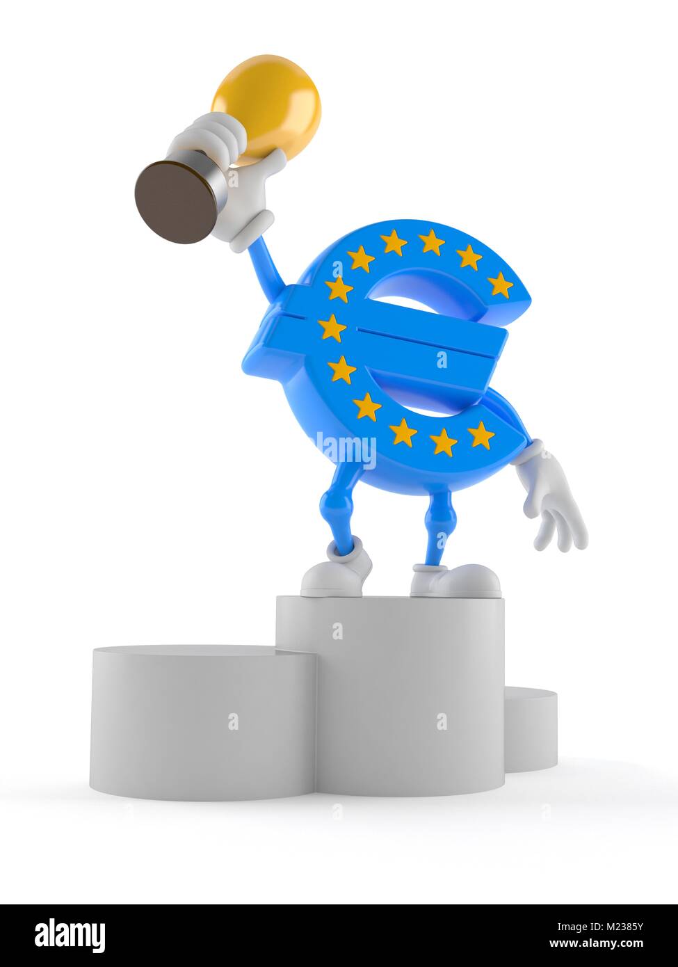 Euro character holding golden trophy isolated on white background Stock ...