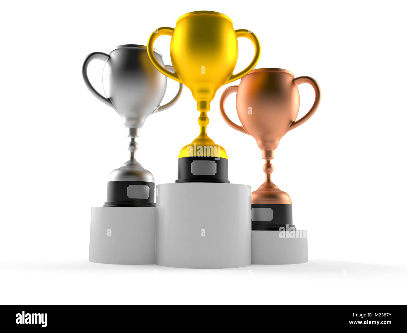 Podium with trophy isolated on white background Stock Photo - Alamy