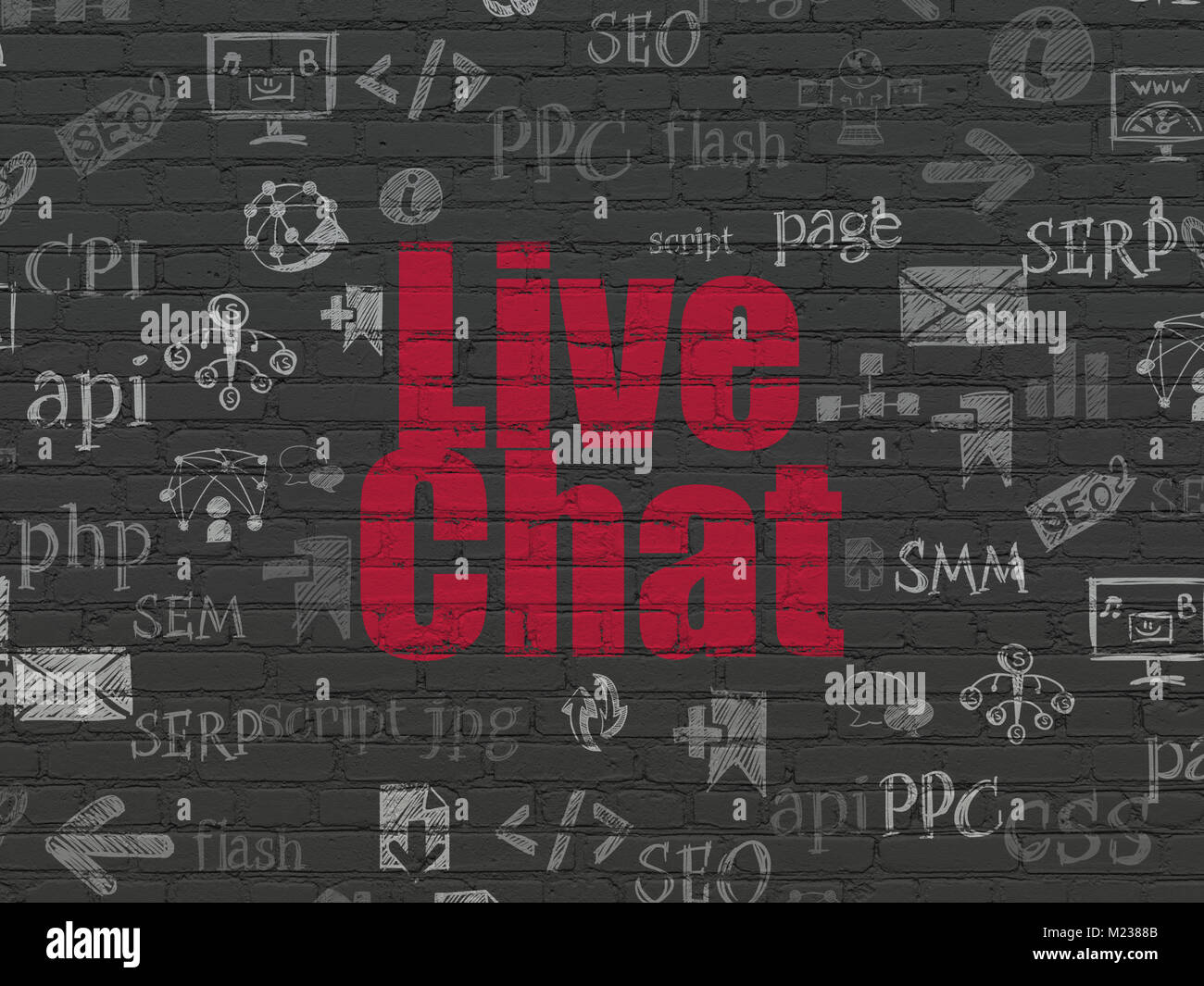 Web design concept: Live Chat on wall background Stock Photo - Alamy