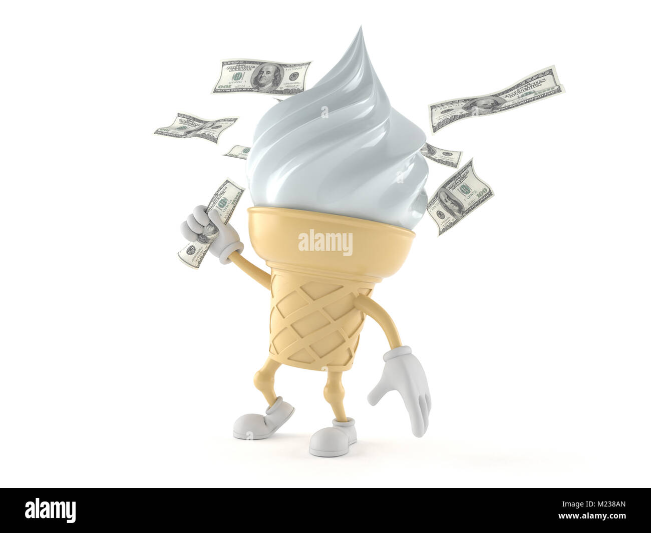 Ice cream character with money isolated on white background Stock Photo ...