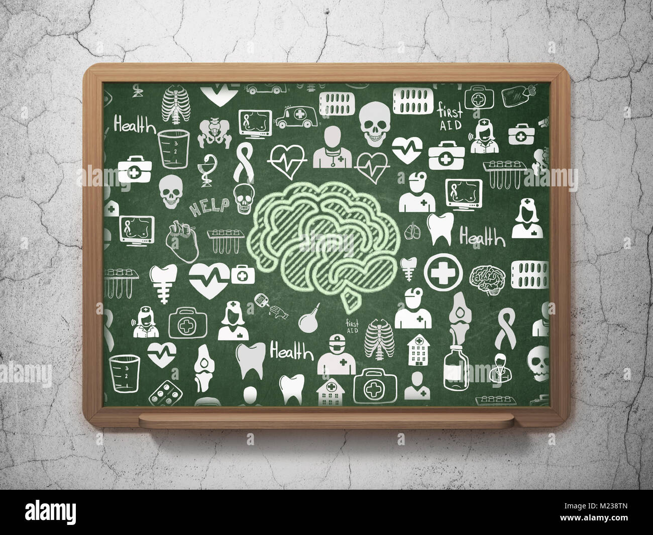Healthcare concept: Brain on School board background Stock Photo - Alamy